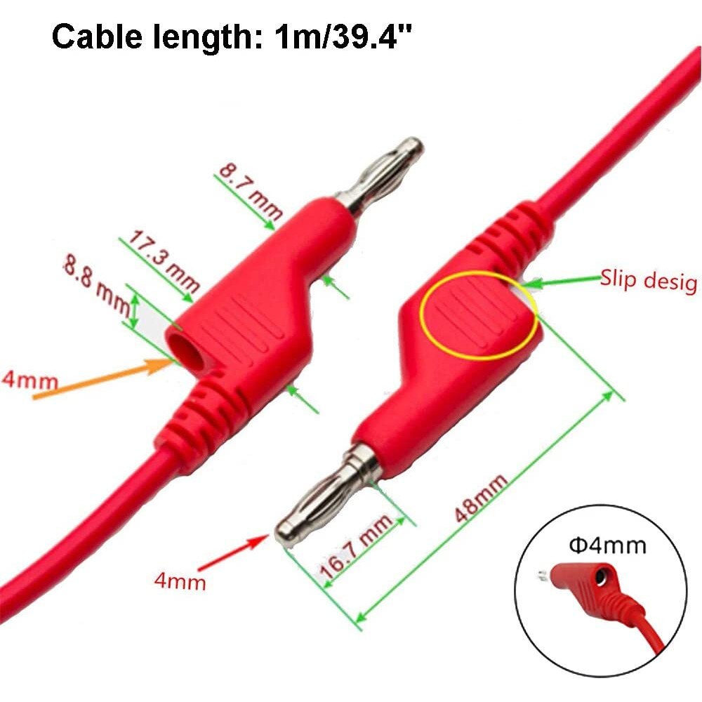 Cabluri testare tensiune, 4 mm, 1 m, 5 buc, Multicolor - eMAG.ro