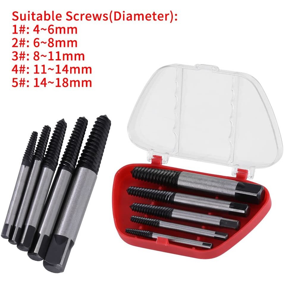 Set 5 extractoare de suruburi rupte, Otel, Negru - eMAG.ro