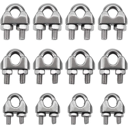 Set 12 cleme fixare cablu sarma, M3/M5/M6, 3/4/6 mm, Inox, Argintiu ...