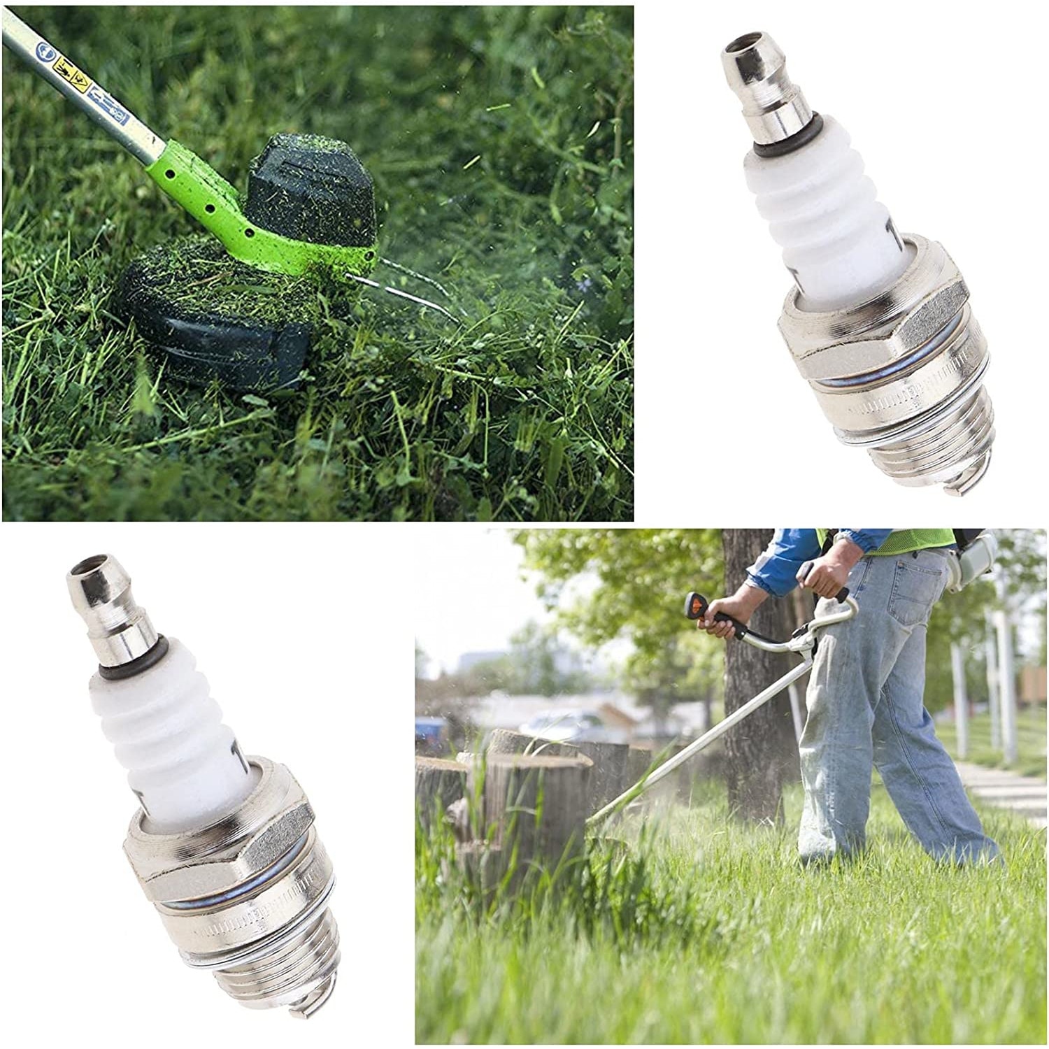 Set 2 bujii motor masina de tuns iarba L7T, 2 timpi, 9.5 x 14 mm, Alb/Argintiu - eMAG.ro