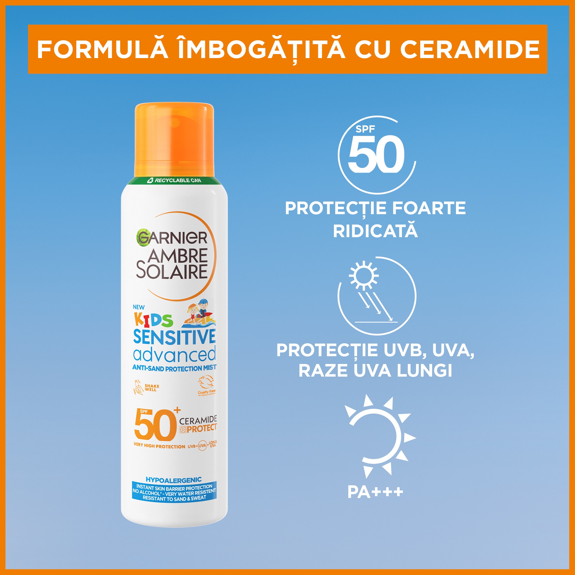 Слънцезащитен спрей за тяло Garnier Ambre SolaireSensitive Advanced SPF ...