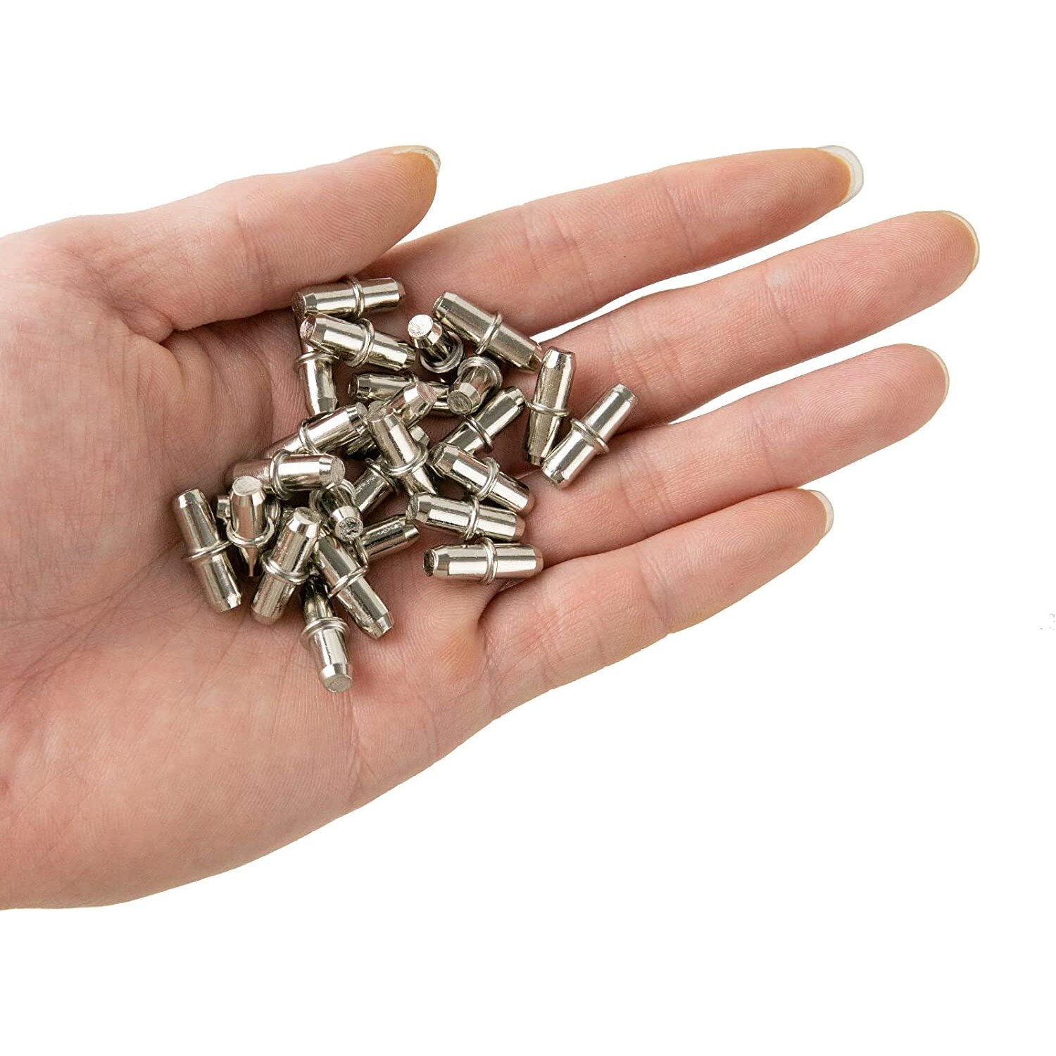 Set 100 stifturi pentru rafturi, Metal, 5 x 17 mm, Argintiu - eMAG.ro