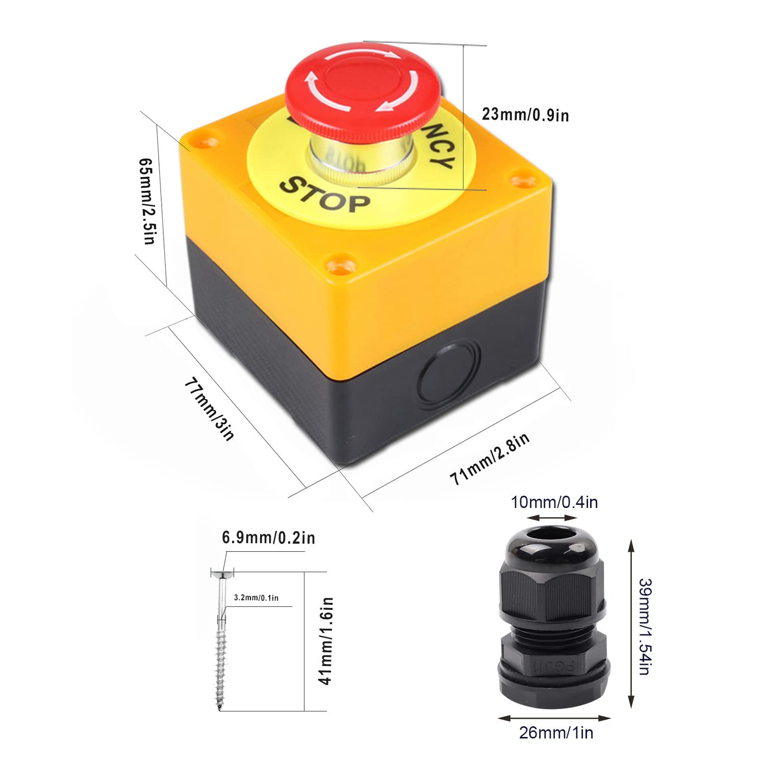 Buton de urgenta cu capac, PP/ABS, Galben/Rosu - eMAG.ro