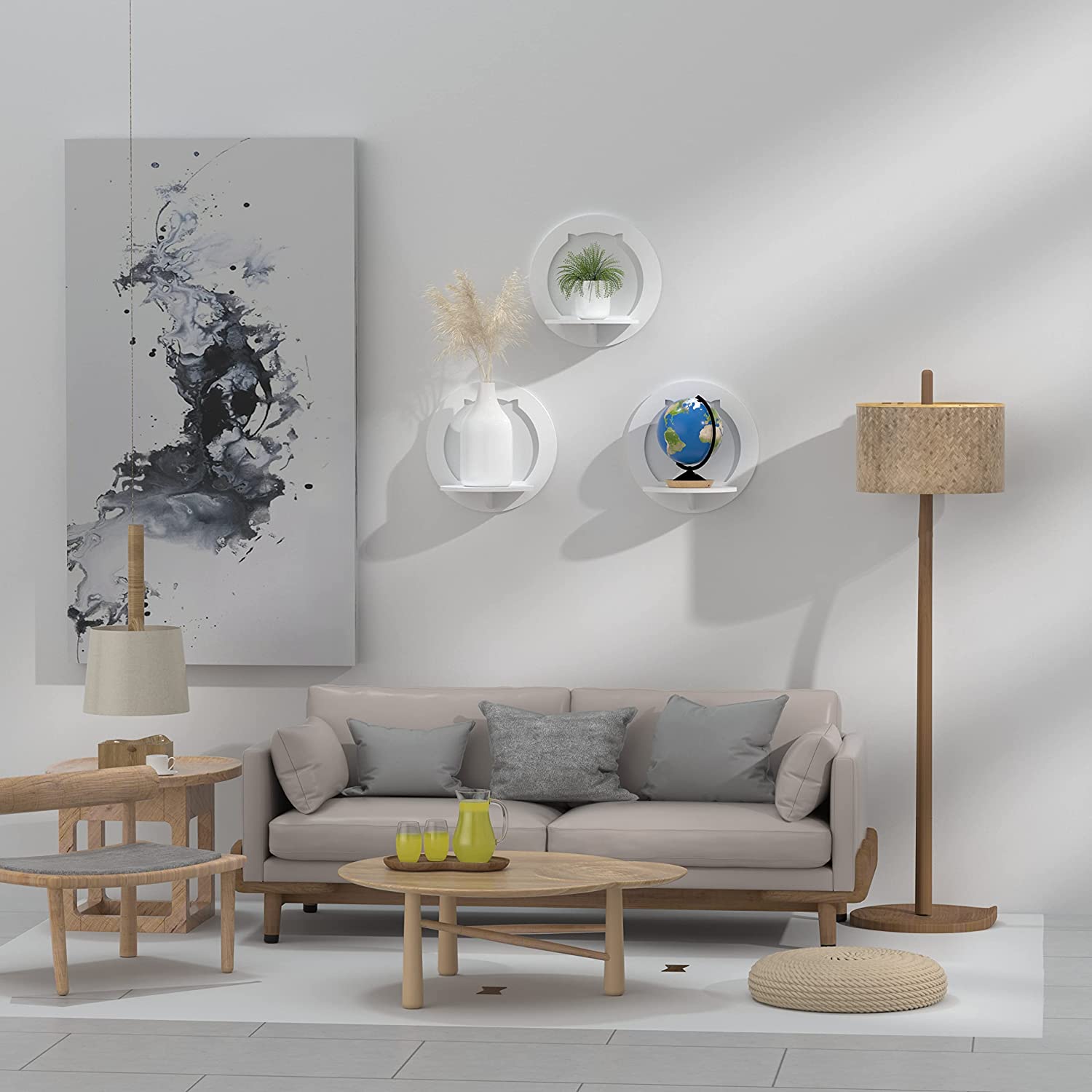 Set 3 rafturi, PVC, 29 cm, Alb - eMAG.ro