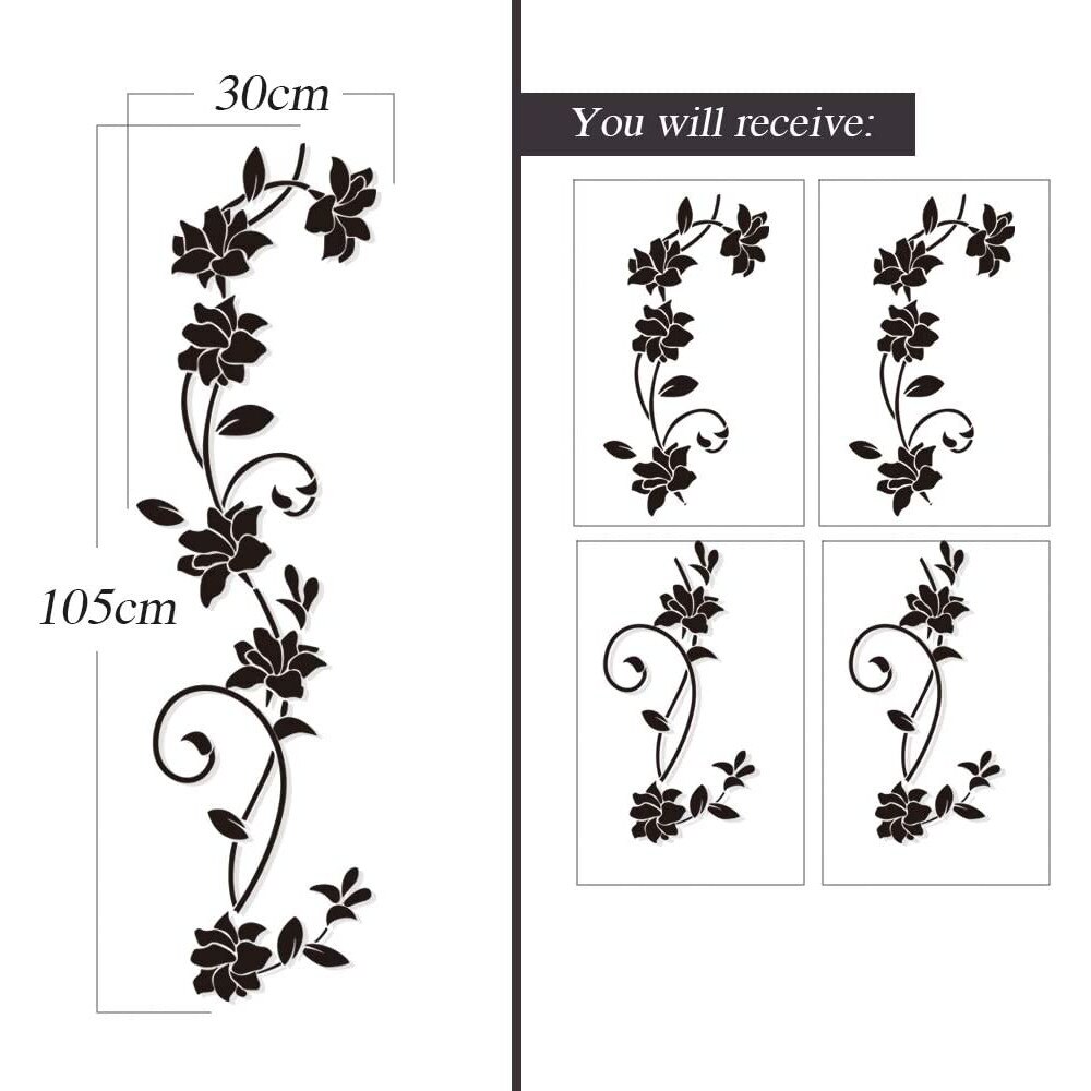 Set 2 autocolante de perete, PVC, 105x30 cm, Negru - eMAG.ro