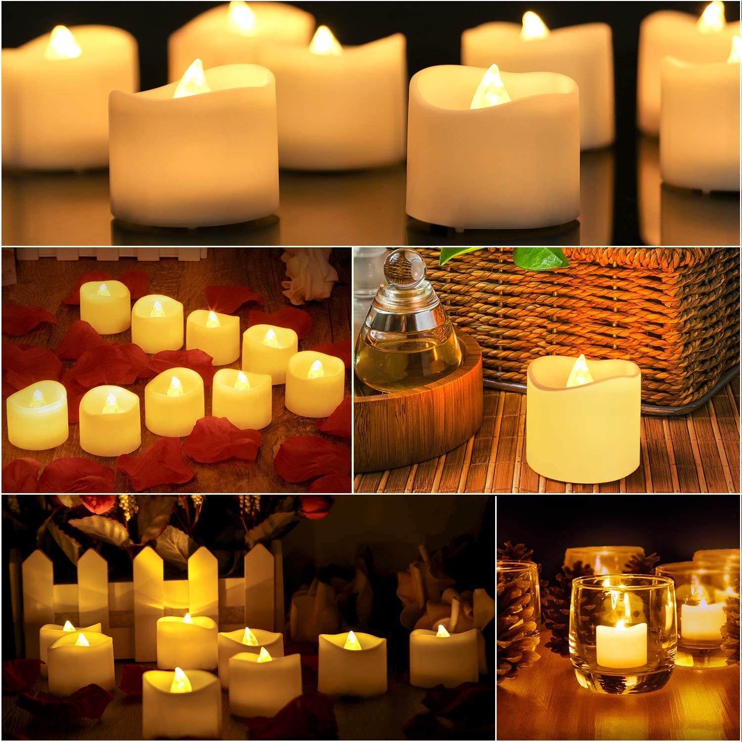 Set 24 Lumanari LED, Alb/Galben - eMAG.ro