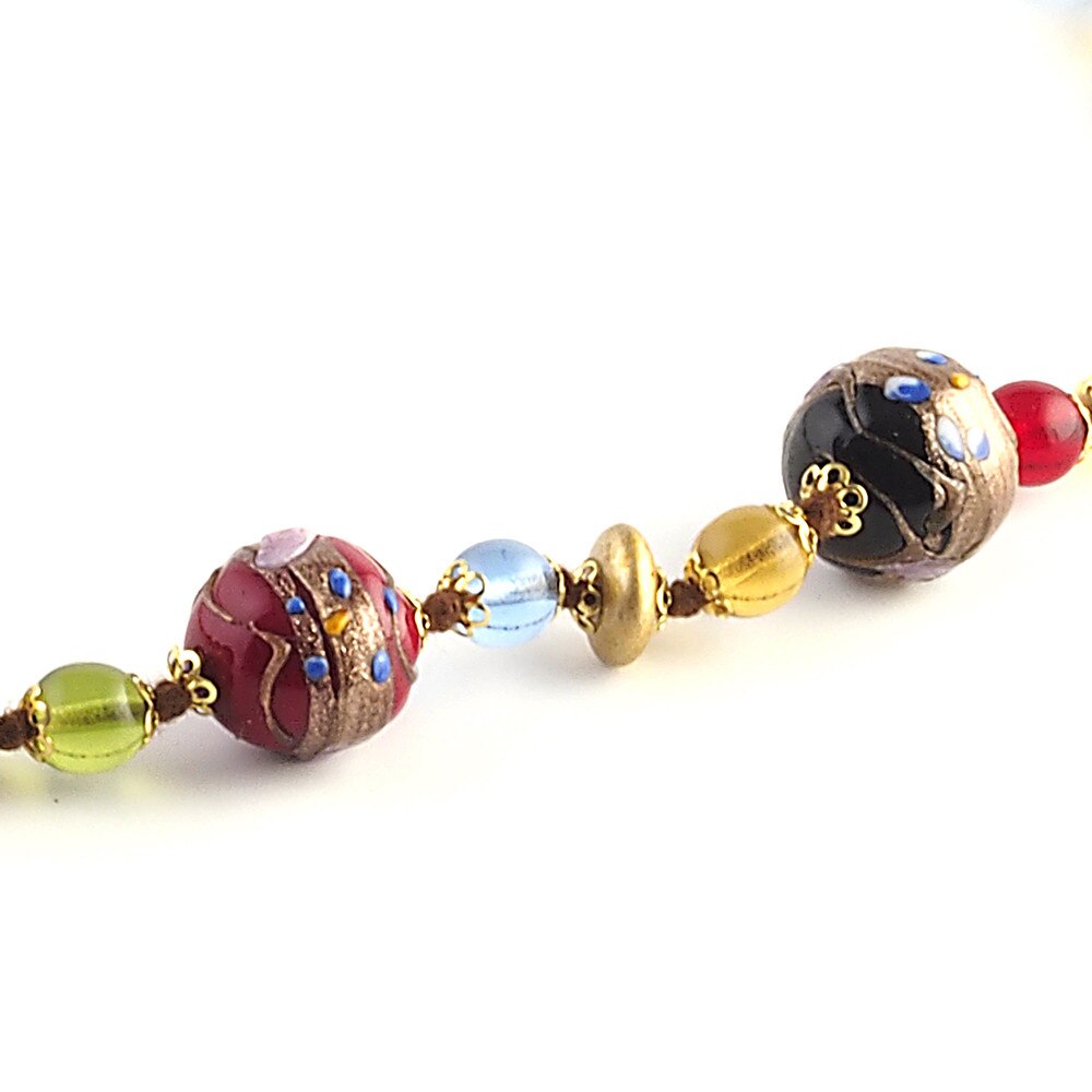 Colier FLOREALE multicolor din sticla de Murano, 60 cm, Bijuterii ...