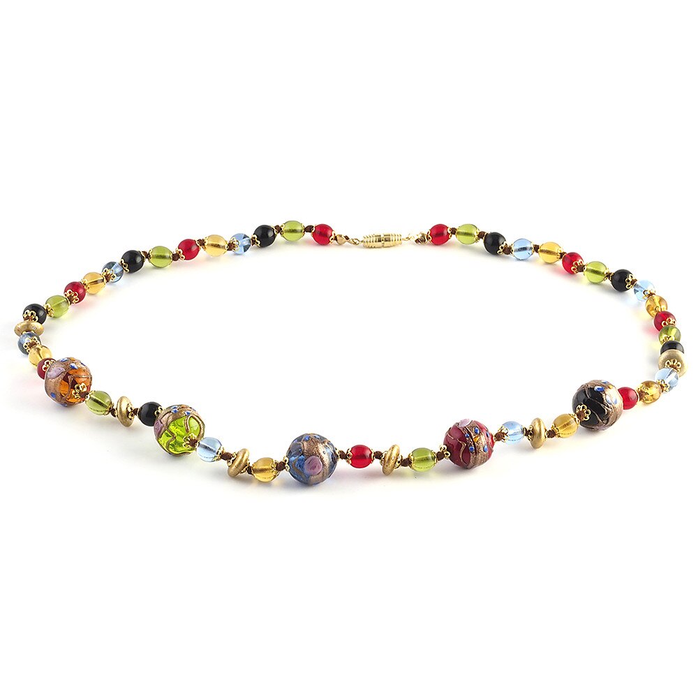 Colier FLOREALE multicolor din sticla de Murano, 60 cm, Bijuterii ...