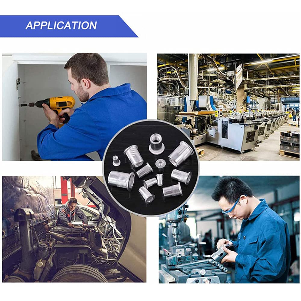 Set 100 piulite cu nituri M6, Aluminiu, Argintiu - eMAG.ro