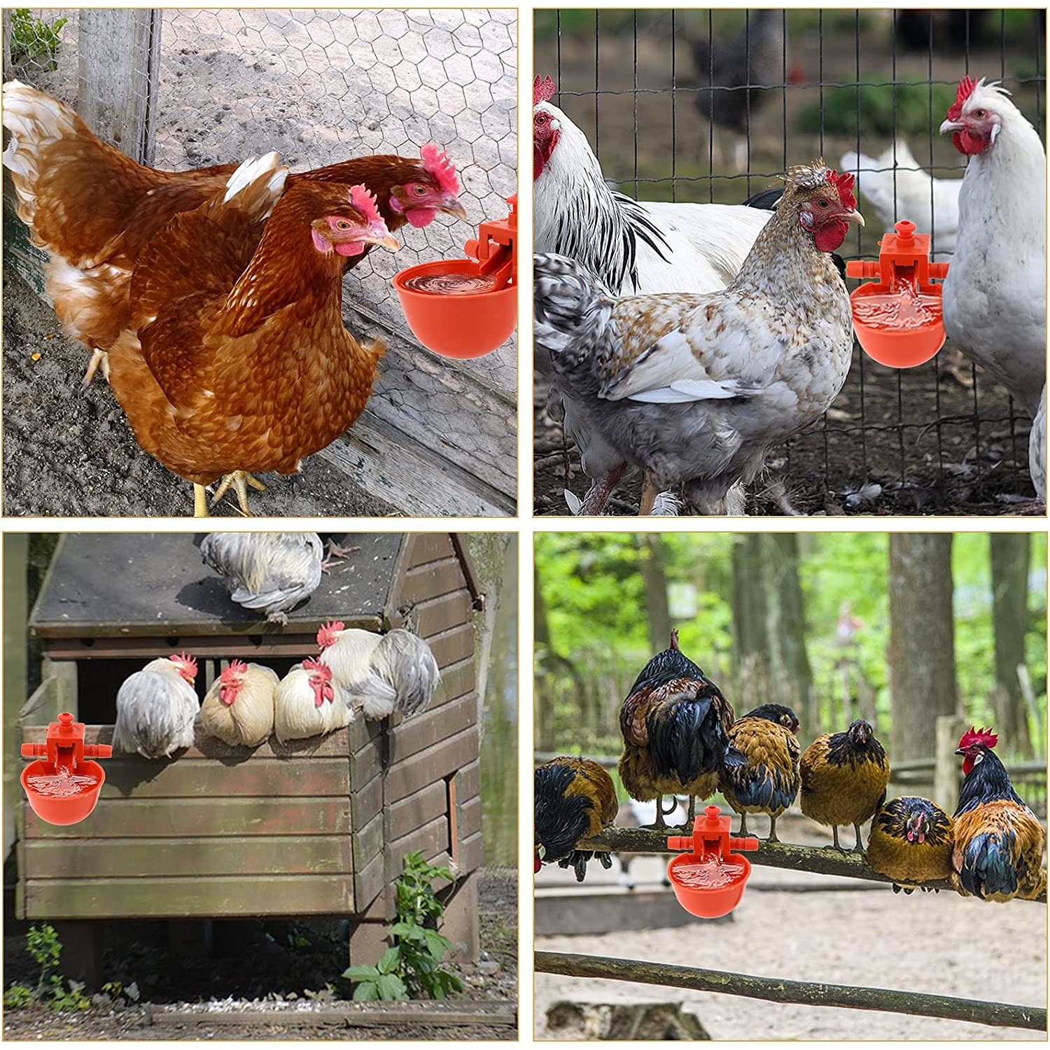 Set 10 dispozitive hranire animale, Plastic, Pentru pui, Rosu/Negru ...