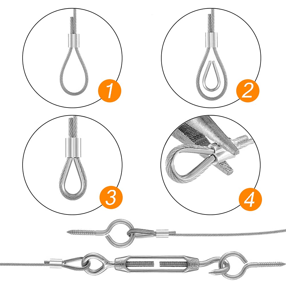 Set cablu sustinere, Inox/PVC, 2 mm, Argintiu - eMAG.ro