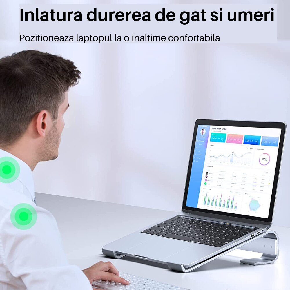 Stand Laptop de birou SpectrumPoint®, compatibil cu laptopuri de la 10 ...