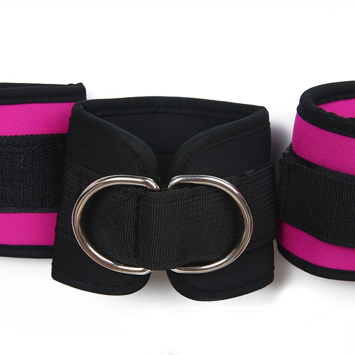Set 2 chingi pentru glezne, Pentru fitness, Neopren/Otel, Negru/Roz, 8 ...