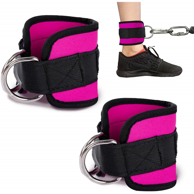 Set 2 chingi pentru glezne, Pentru fitness, Neopren/Otel, Negru/Roz, 8 ...