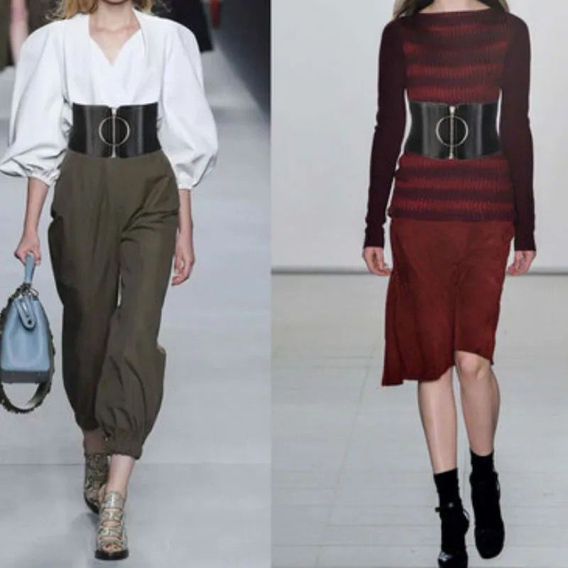 Curea lata cu fermoar, tip corset, piele ecologica, 65 cm, ajustabila ...