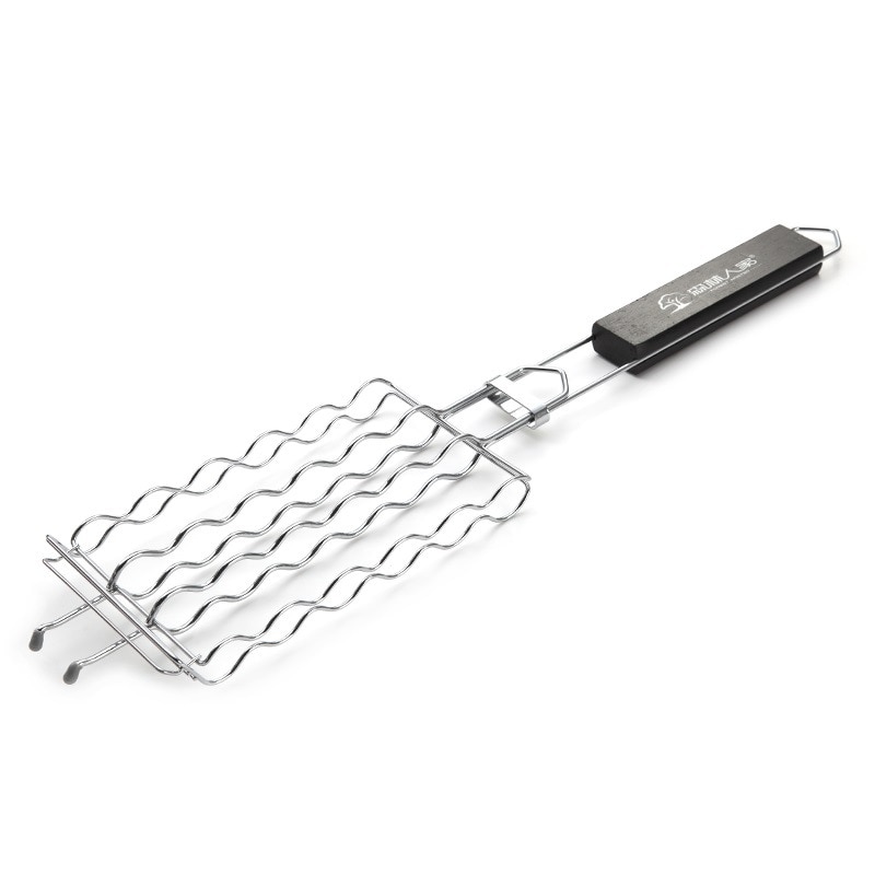 Gratar pentru carnati, Otel inoxidabil, 55.5 x 12 x 3 cm, Negru ...