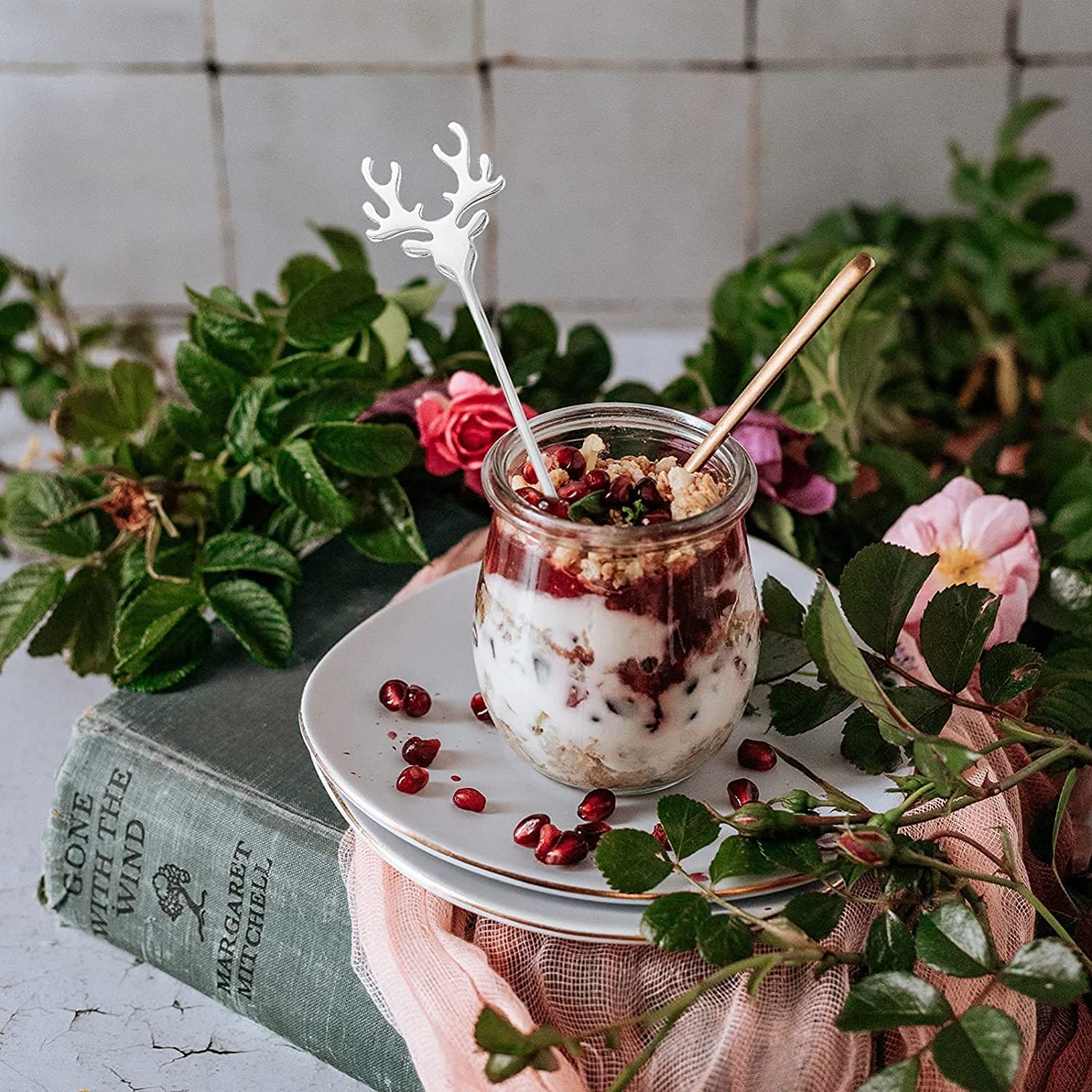 Set 6 ligurite pentru desert in forma de ren, Inox, Argintiu - eMAG.ro