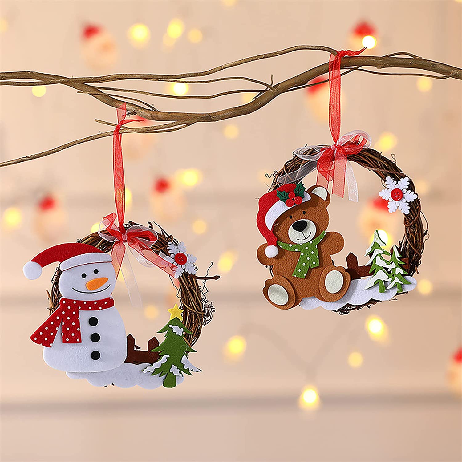 Set 4 coronite de Craciun, Material textil, Ø 15 cm, Multicolor - eMAG.ro