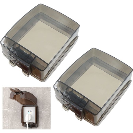 Set 2 carcase impermeabile priza, PVC, 10.5 x 12.3 x 4.7 cm, Negru ...