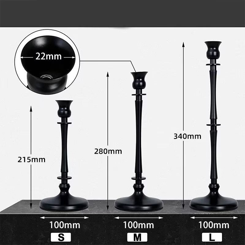 Set de 3 suporturi de lumanari, Metal, Negru - eMAG.ro