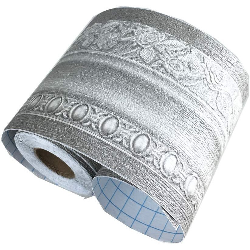 Sablon decorativ perete, Hartie, 10 cm x 5 m, Alb/Gri - eMAG.ro