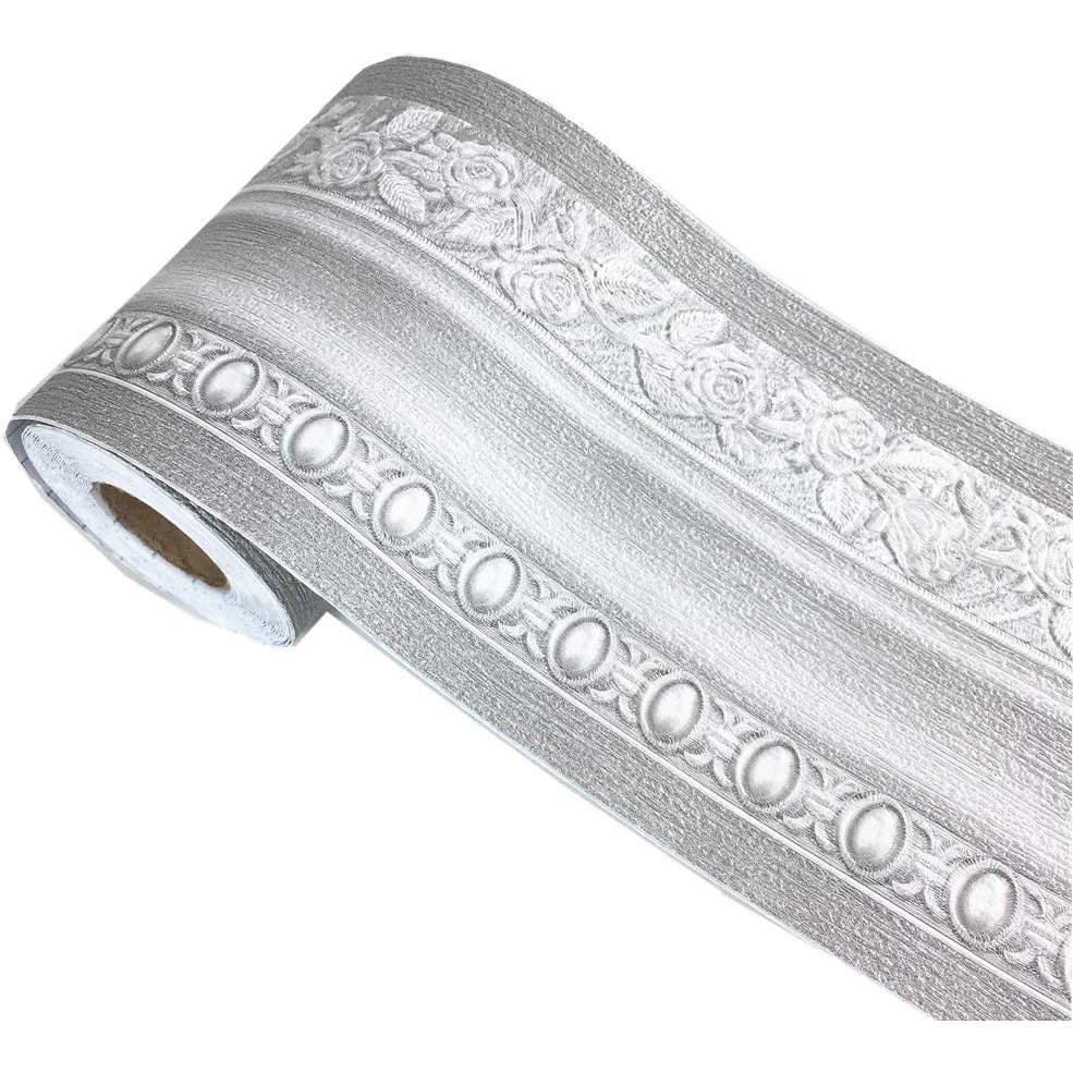 Sablon decorativ perete, Hartie, 10 cm x 5 m, Alb/Gri - eMAG.ro