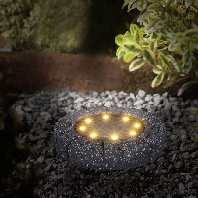 Set 10x Lampi Solare Gradina Tip Spot 600mAh, 8x LED, Imitatie Piatra ...