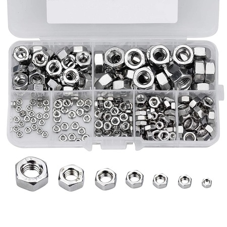 Set 315 piulite hexagonale, 7 dimensiuni, Inox, Argintiu - eMAG.ro