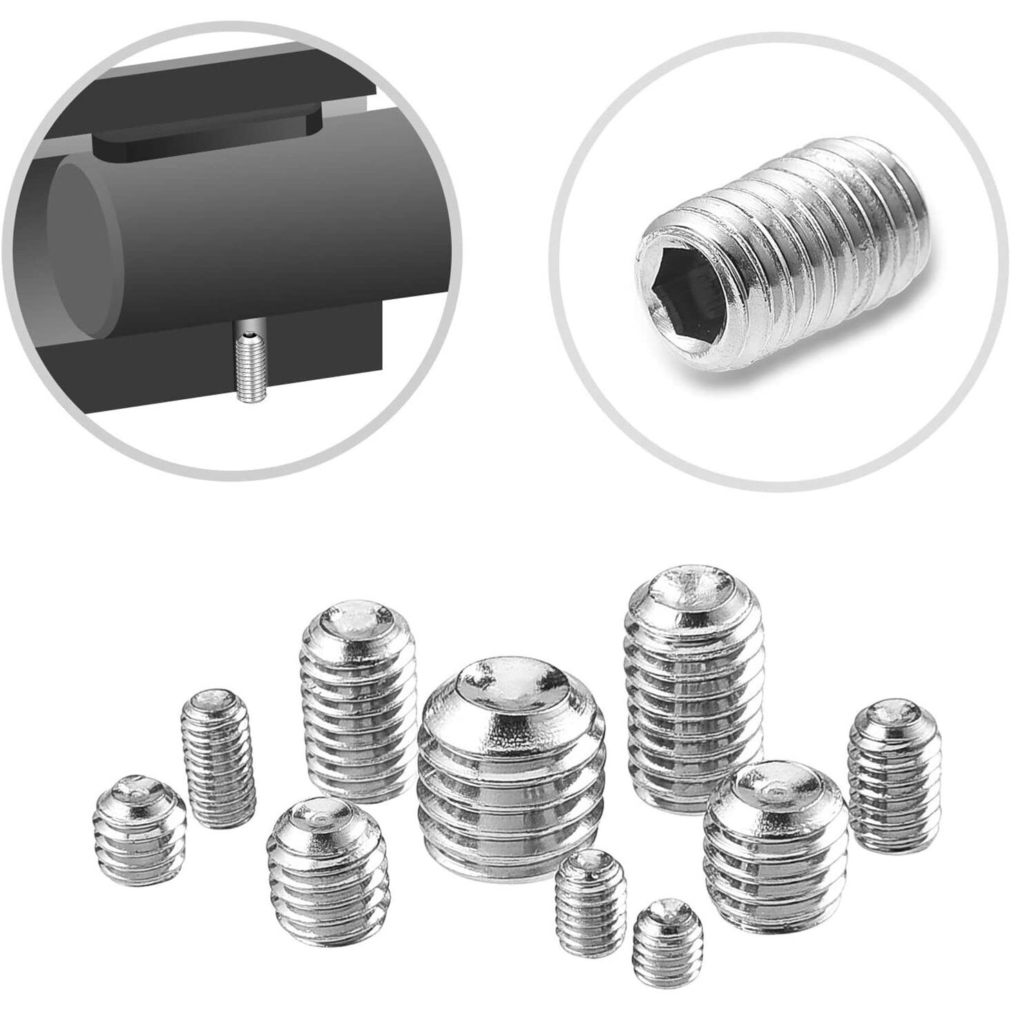 Set 200 suruburi cu cap hexagonal, Inox, Argintiu - eMAG.ro
