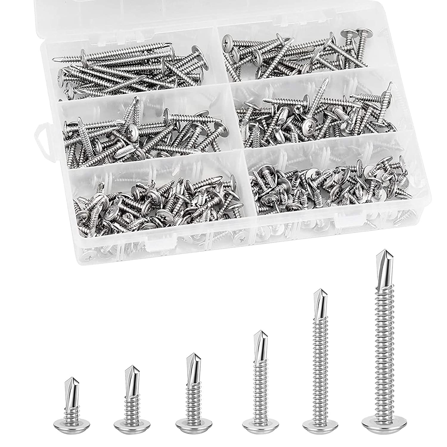 Set 210 suruburi autofiletante, Inox, M4, 50/38/30/25/19/13 mm ...