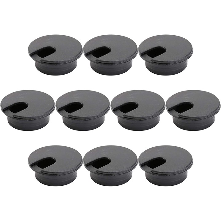 Set 10 garnituri cablu birou, Plastic, 35 mm, Negru - eMAG.ro