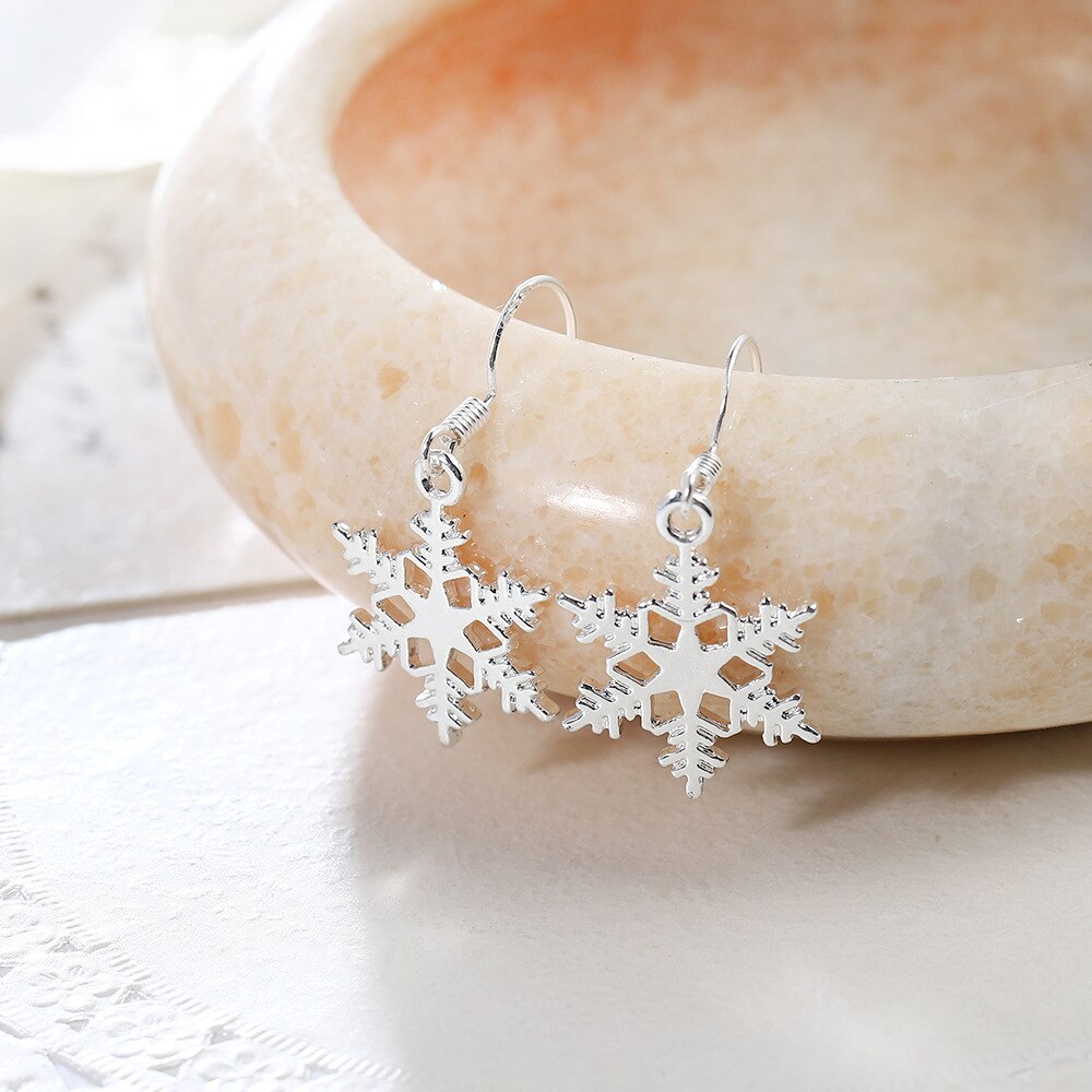 Cercei pentru femei, Model fulgi de nea, Cupru, Argintiu - eMAG.ro