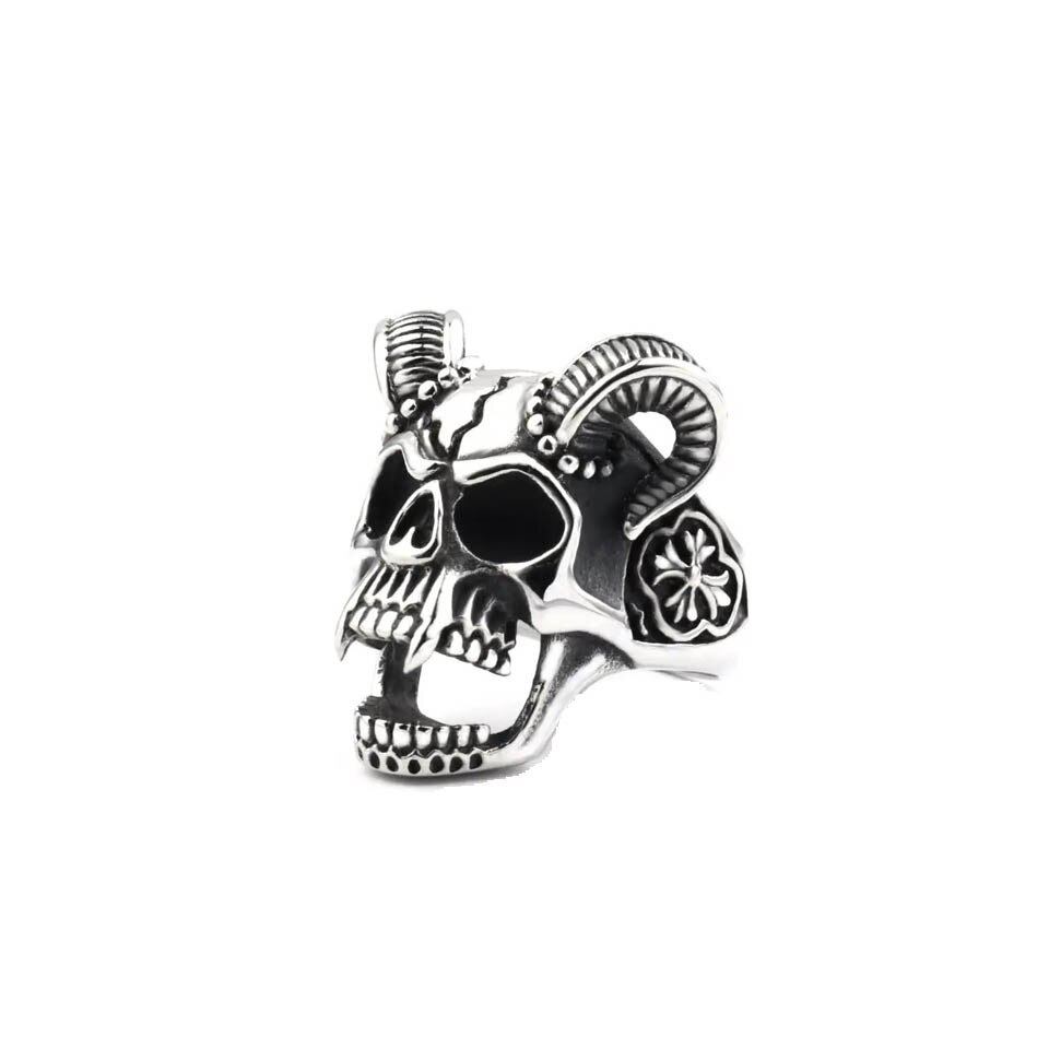 Inel Craniu, Argintiu, Otel, Rock Punk Style, Marime 62 - eMAG.ro