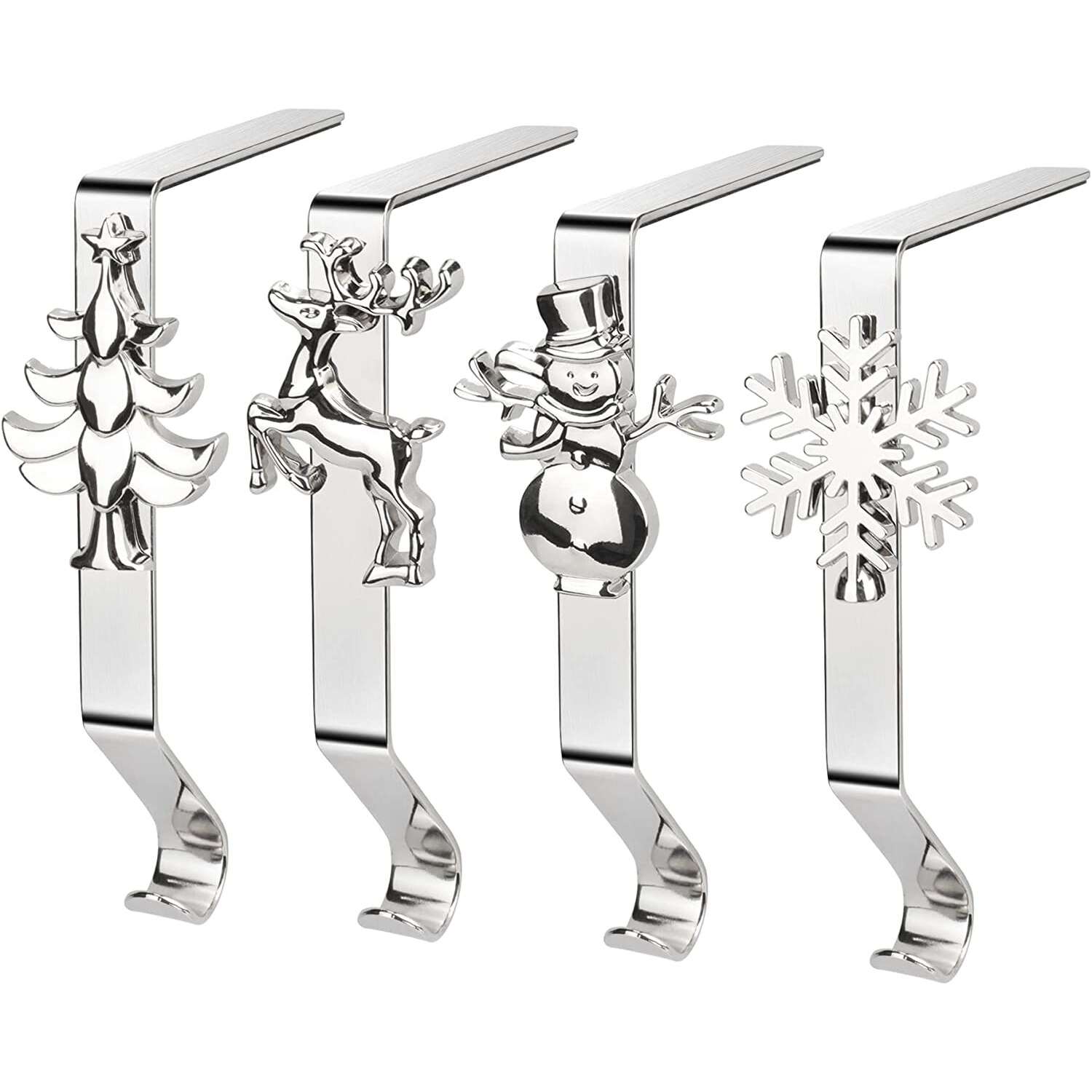 Set 4 suporturi pentru ciorapi de Craciun, 380 g, Inox, Argintiu - eMAG.ro