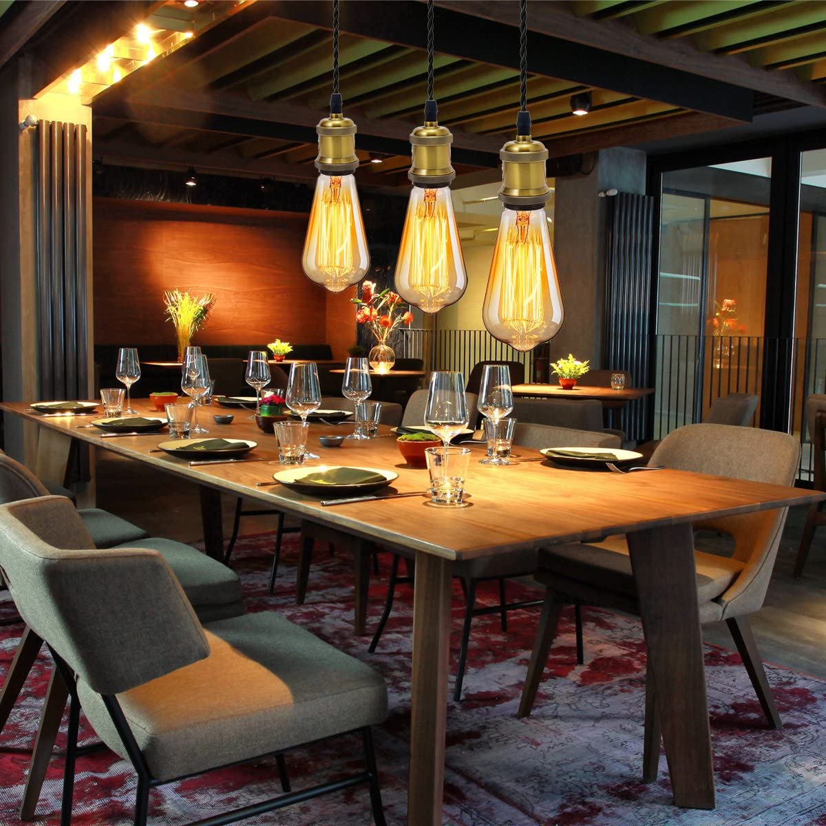 Set 6 dulii vintage, Aliaj aluminiu/Ceramica, LED, E27/E26, 92 mm ...