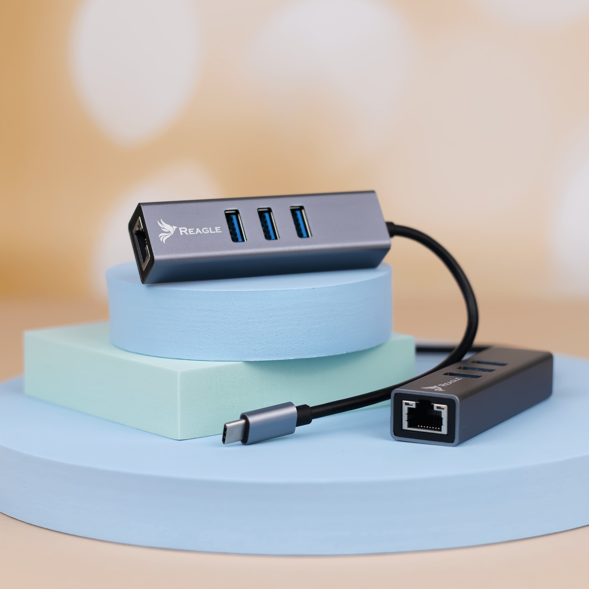 HUB 4 az 1-ben USB Type-C Reagle Adapter Multiport USB C Gigabit ...