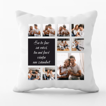 Perna Personalizata cu 9 fotografii, Inedit Print, P19, 40x40 cm - eMAG.ro