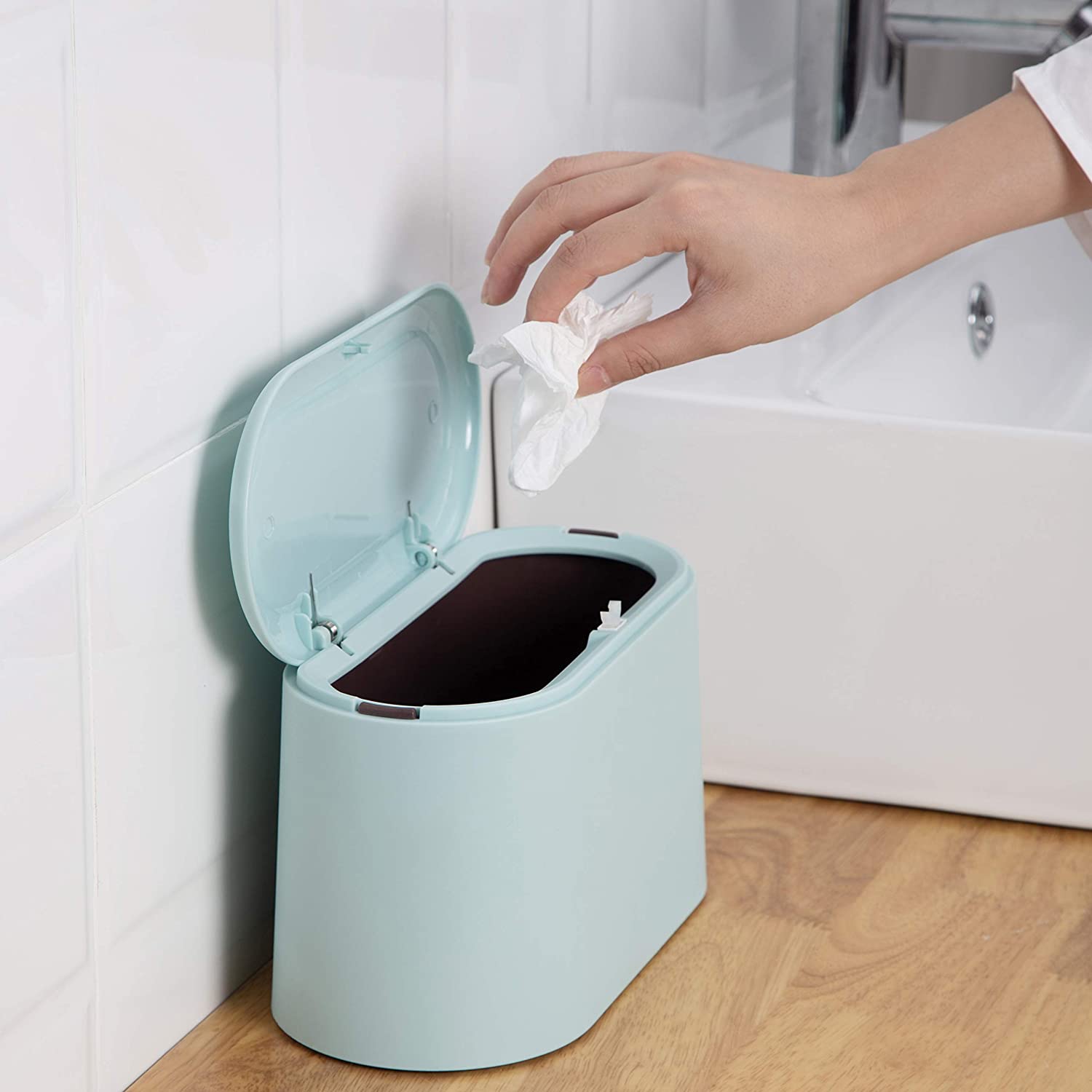 Mini cos de gunoi pentru bucatarie, Polipropilena, 22x11x13cm, Albastru ...