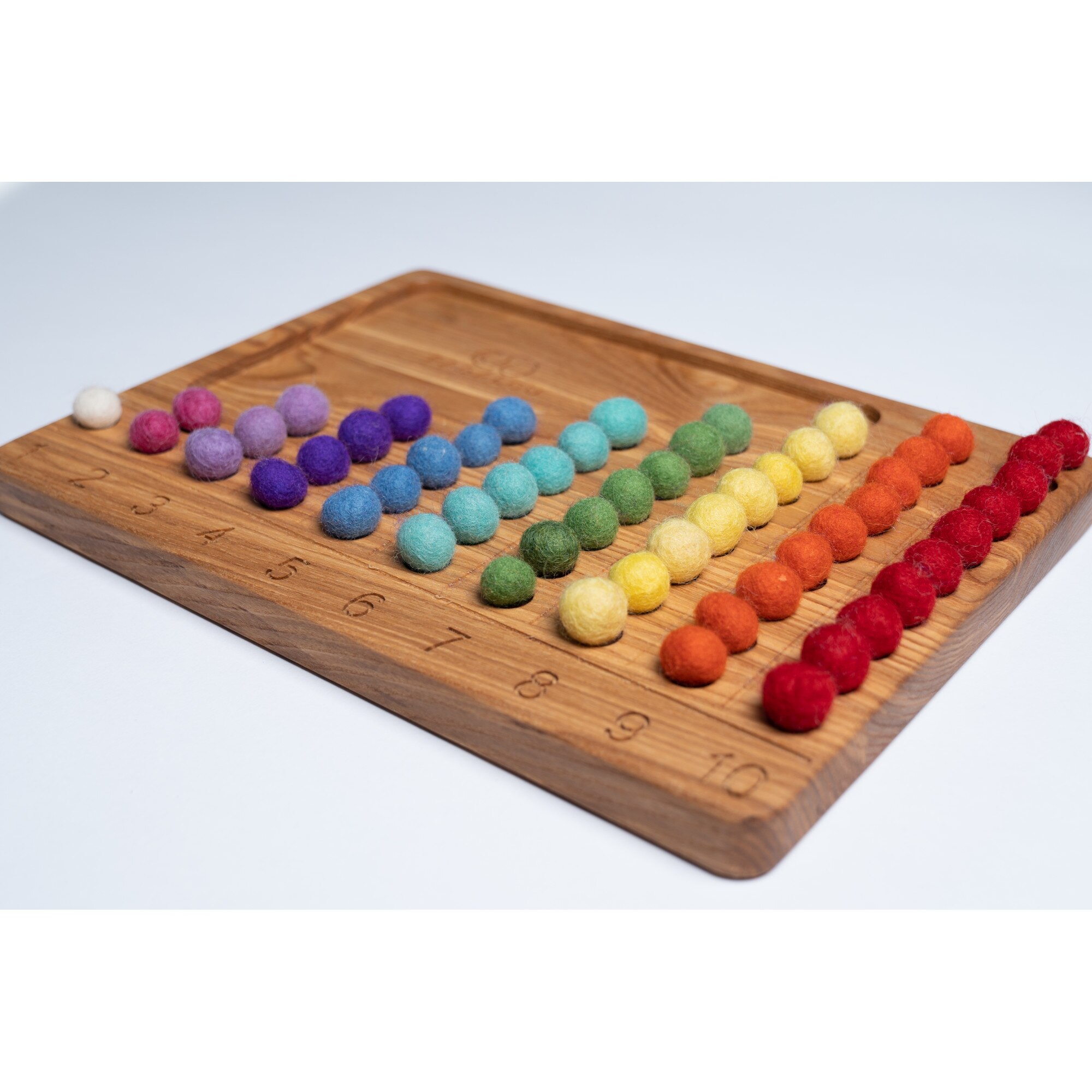 Set Montessori pentru numeratie de la 1 la 10 cu set de bile din lana ...