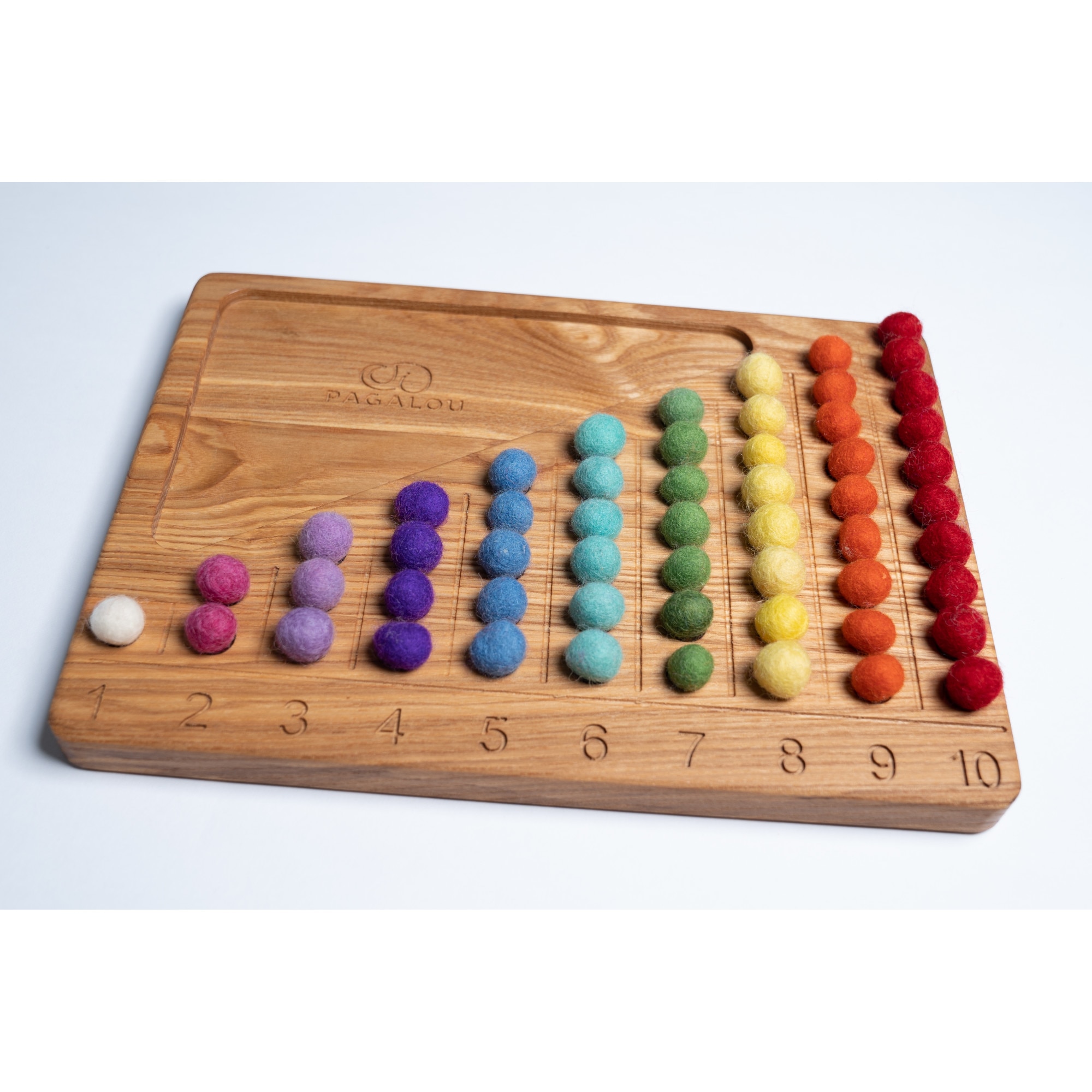 Set Montessori pentru numeratie de la 1 la 10 cu set de bile din lana ...