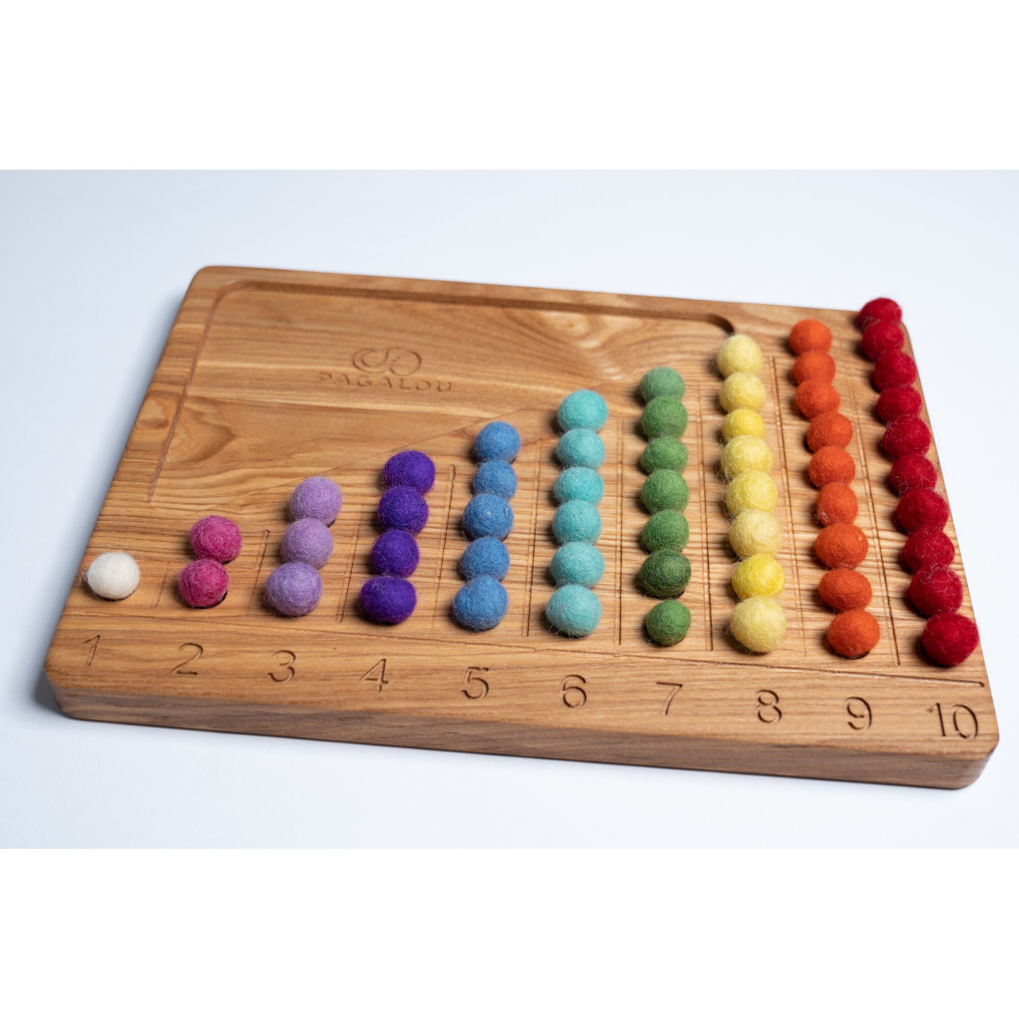 Set Montessori pentru numeratie de la 1 la 10 cu set de bile din lana ...