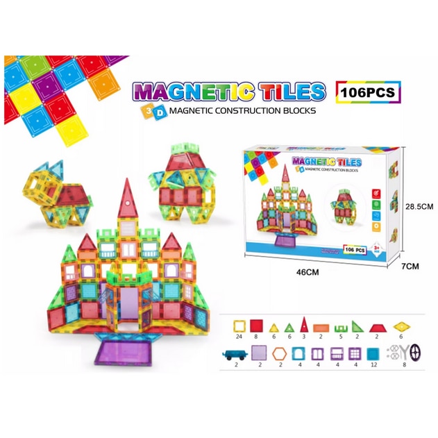 Комплект магнитен конструктор SOLTOY Magnetic Construction Blocks, 106 ...