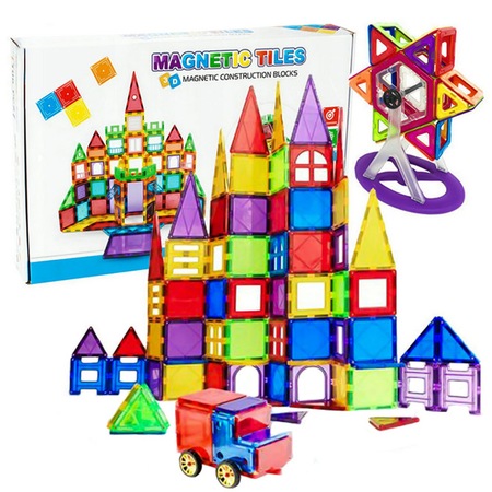 Set 106 piese magnetice de construit educational si creativ pentru ...