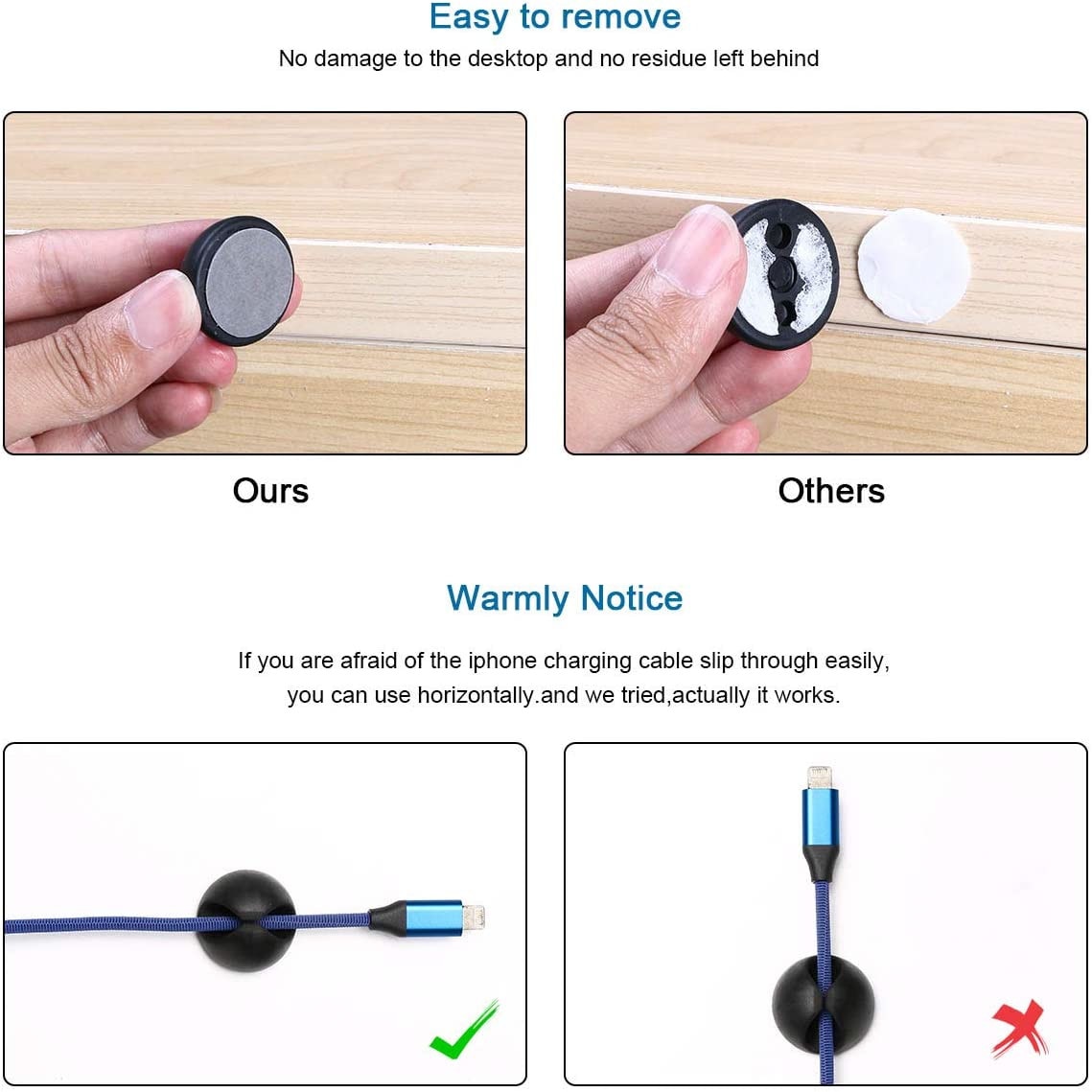 Set 15 suporturi pentru cablu, 2 modele, Negru - eMAG.ro