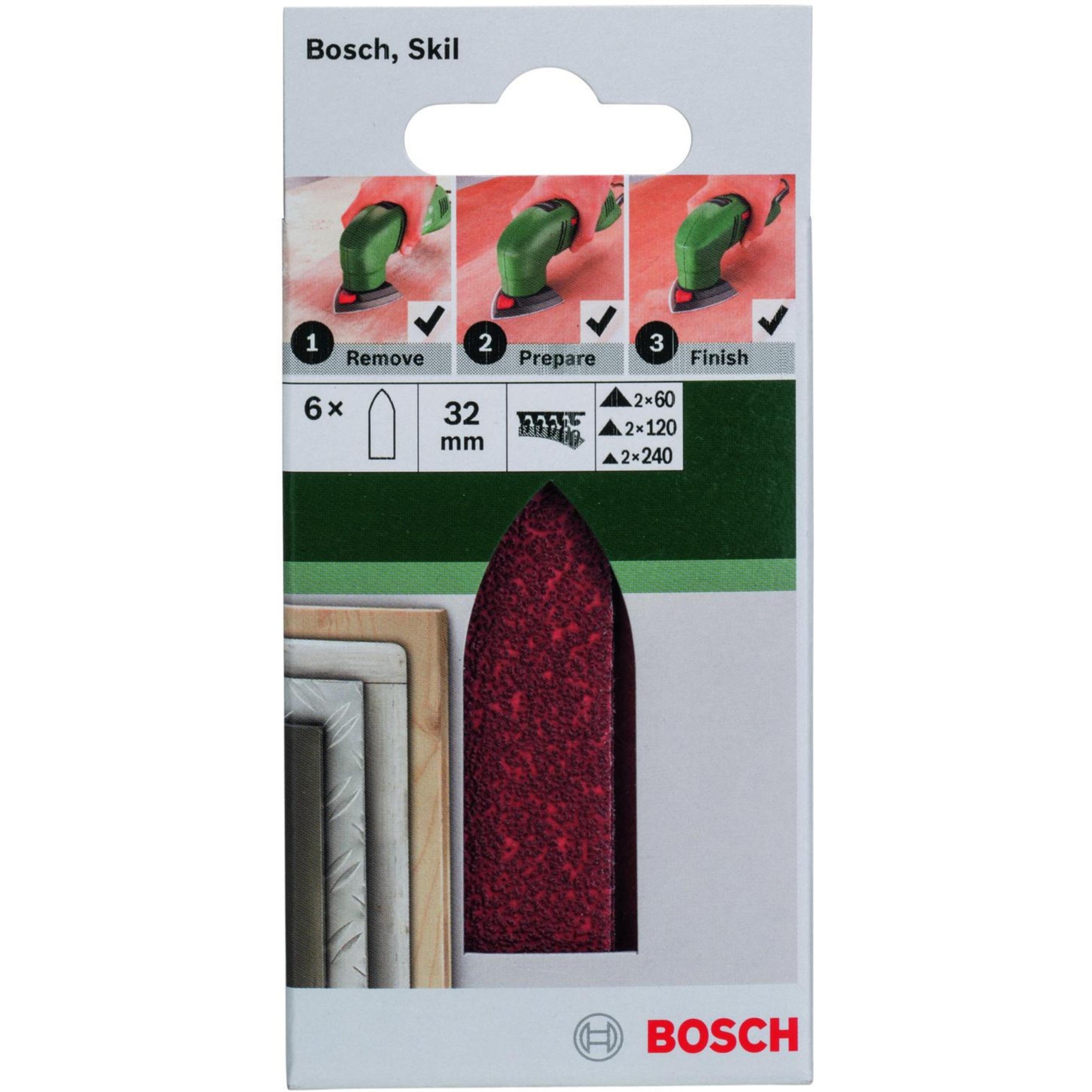 Комплект 6 абразивни листа за адаптер Delta Bosch, 32mm P60/120/240 ...