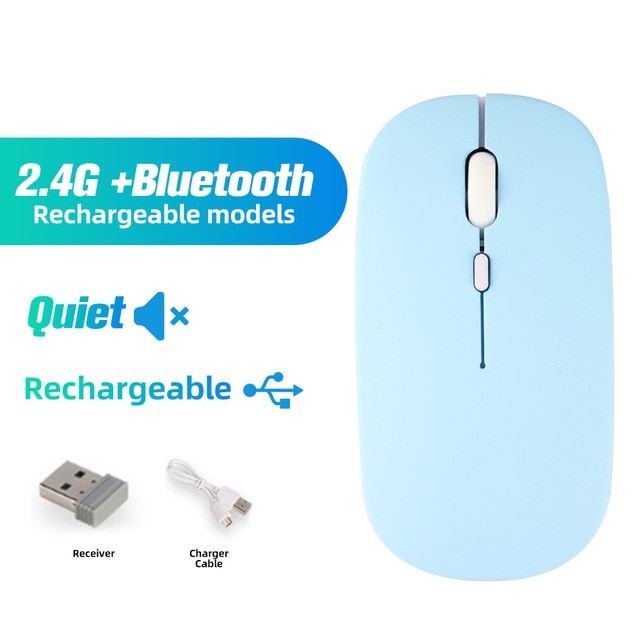 Mouse Wireless Bluetooth 5.2 si 2.4G, Silicko, reincarcabil, RGB LED ...
