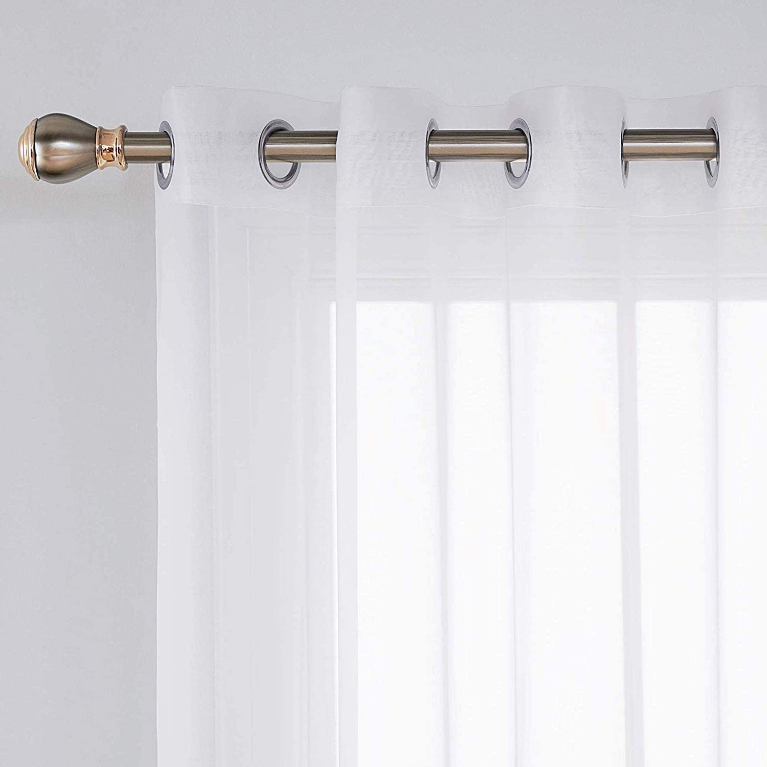 Set 2 perdele, Poliester, 137 x 241 cm, Alb - eMAG.ro