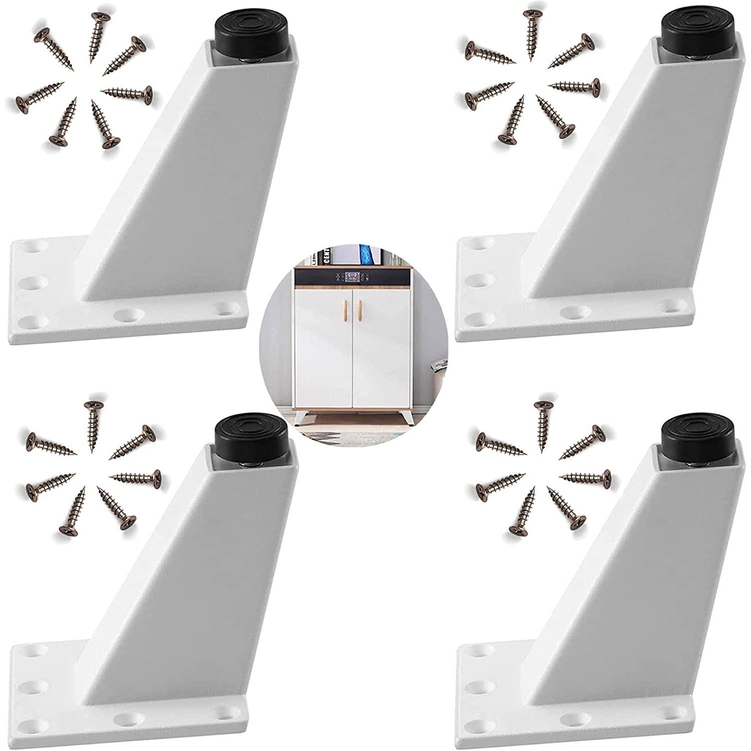 Set 4 picioare mobilier, Aluminiu, Alb - eMAG.ro