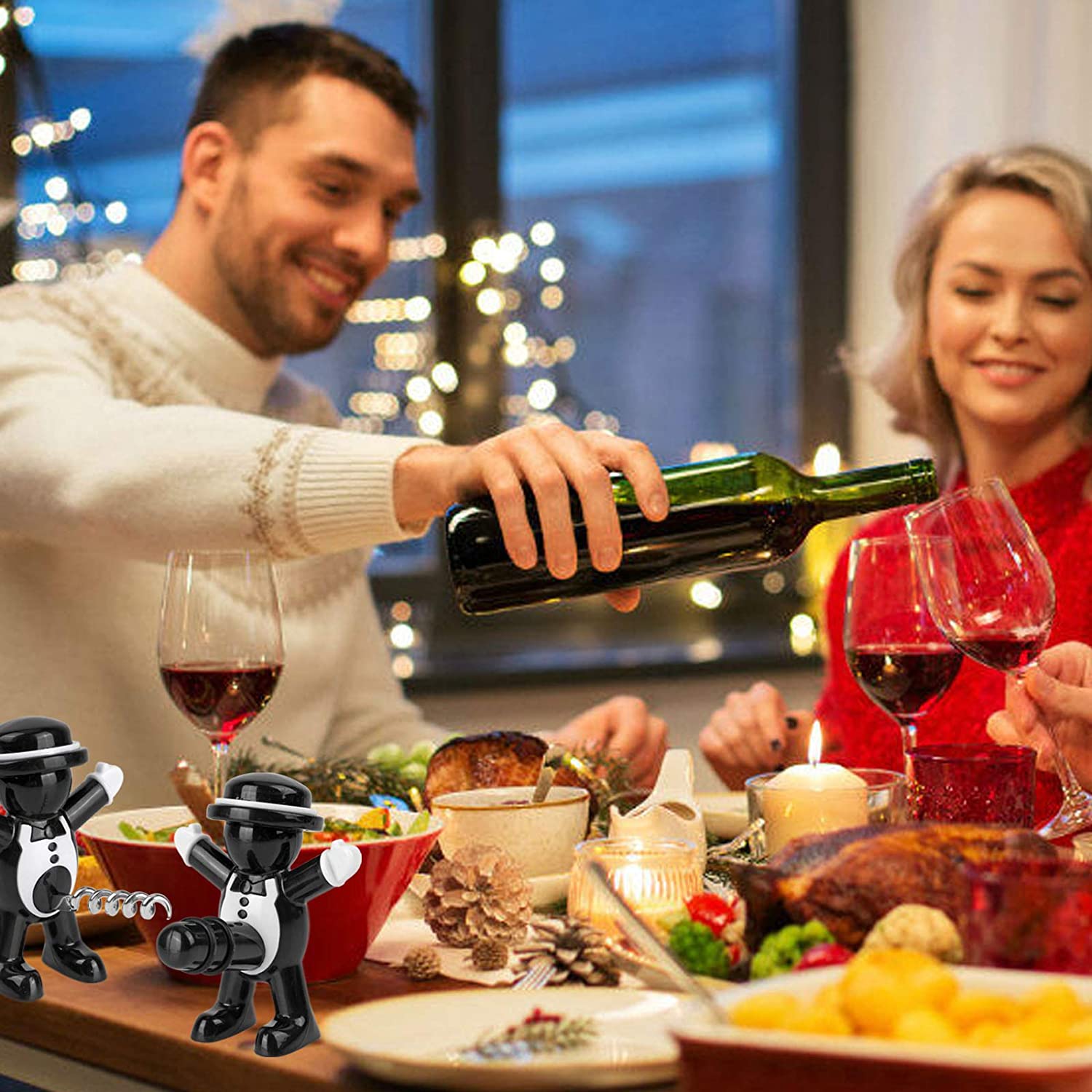 Pachet tirbuson/Dop sticla de vin, Metal/Plastic, Ergonomic, 3 buc ...