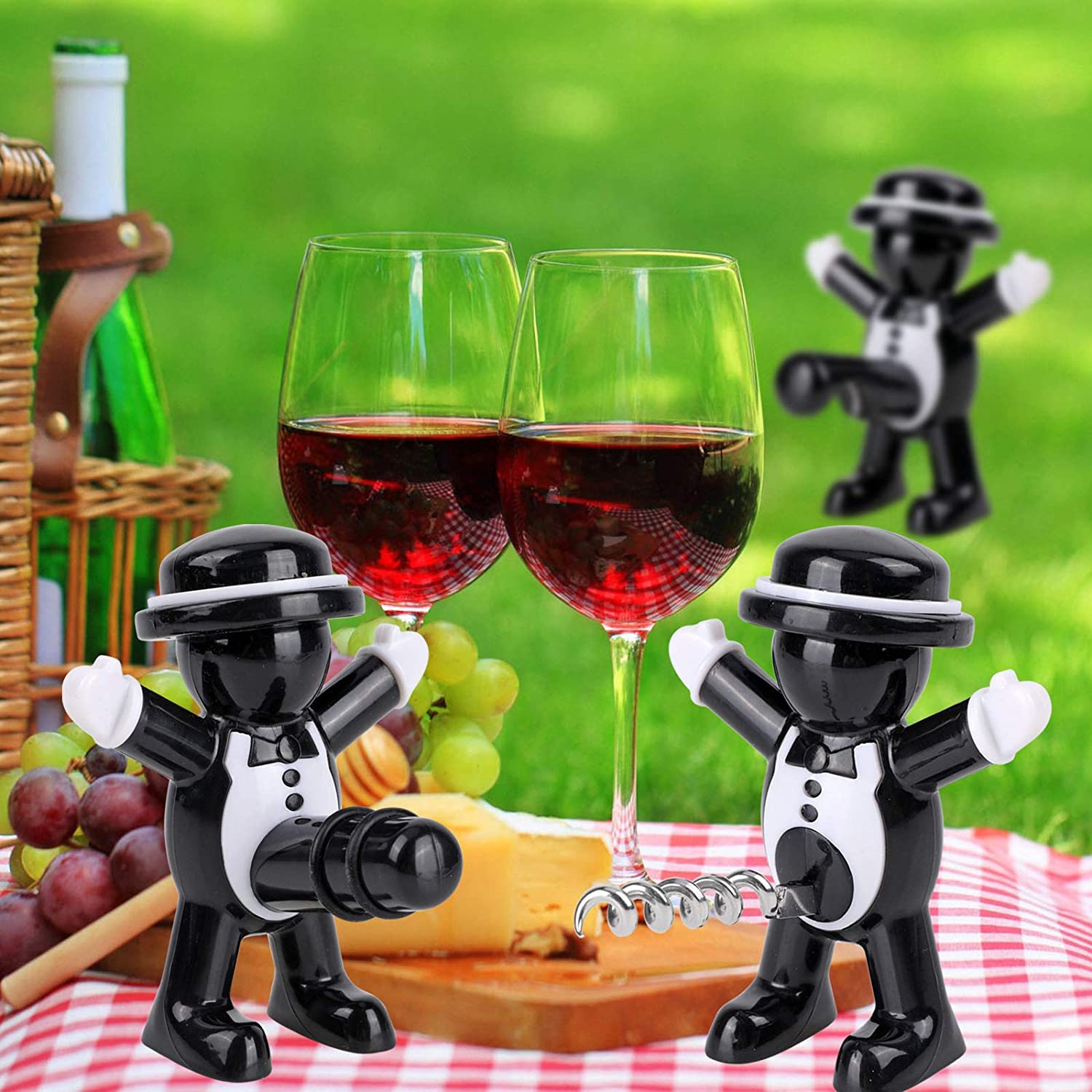 Pachet tirbuson/Dop sticla de vin, Metal/Plastic, Ergonomic, 3 buc ...